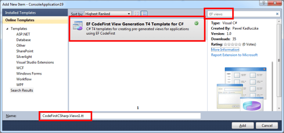 Entity Framework Code First View Generation Templates On Visual Studio ...